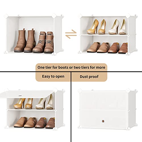 JOISCOPE Shoe Rack, 4 Tier 16 Pairs Shoe Storage Cabinet, Free Standing Shoe Shelf Organizer for Boots Slippers High Heels, for Closet Bedroom Hallway, Entryway