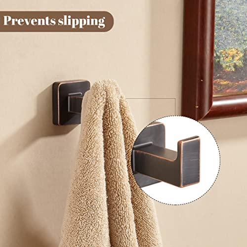 FORBATH Bronze Towel Hooks,Bathrooms Coat Hooks Wall Mounted,Oil Rubbed Square Wall Hooks Robe Hooks 2 Pieces Stainless Steel Bathroom Accessories