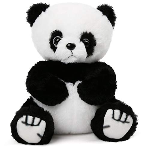 LotFancy Panda Stuffed Animal, 8'' Black Panda Plush Toy, Stuffed Panda Bear, Cute Plushies for Kids, Gift for Toddlers Birthday, Easter, Party Favors
