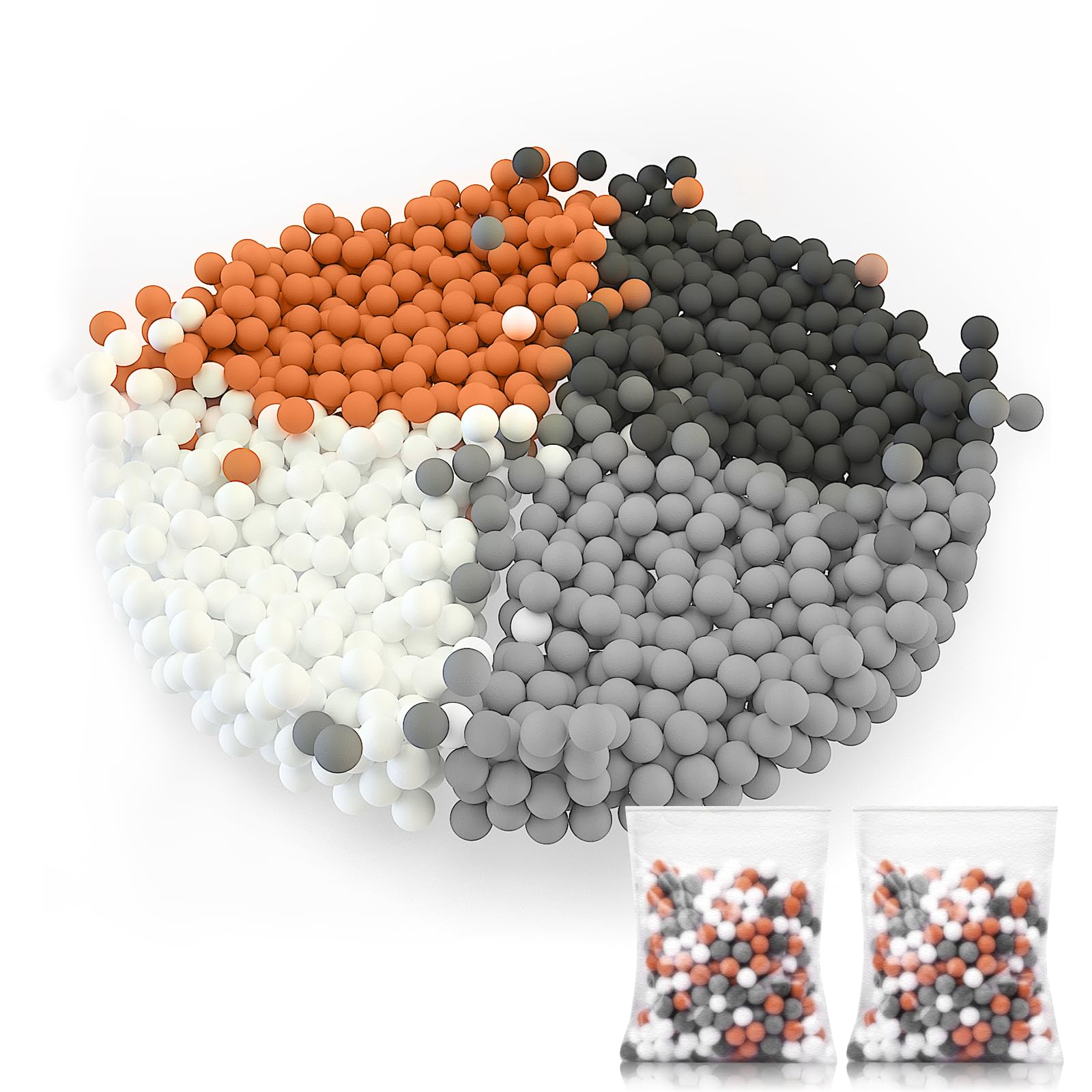 Cobbe 2 Packs Replacement Shower Head Beads，90g Shower Filter Stone Beads，Mineral Stone Balls for Water Filtration，for Filtered Shower Head (Orange Gray White)