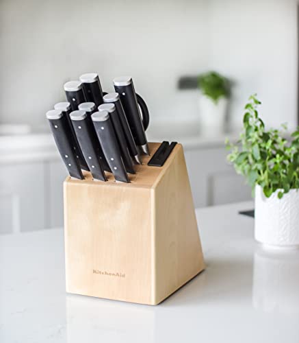 KitchenAid Gourmet 11-Piece Japanese Steel Knife Set with Sharpener and Birchwood Block