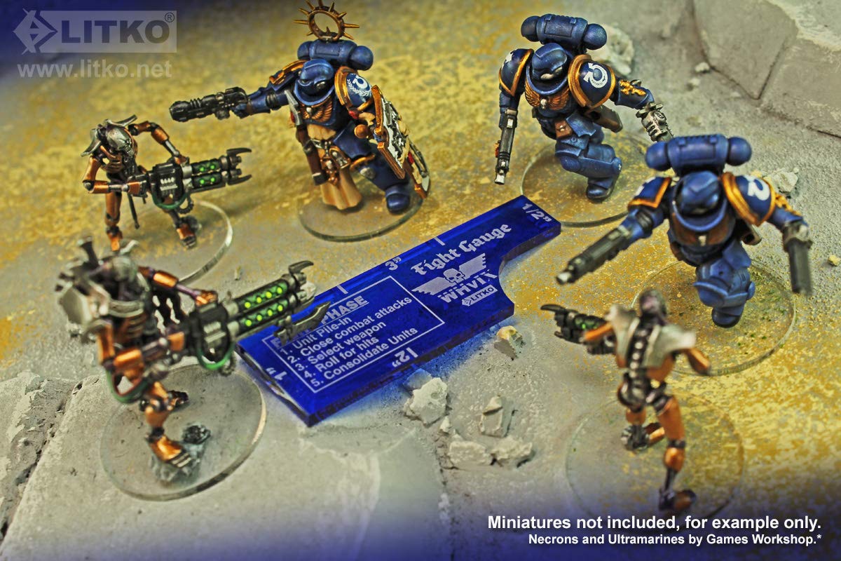 LITKO 3-inch Fight Gauge | Combat | Compatible with Warhammer 40,000 9th Edition (Transluscent Blue)