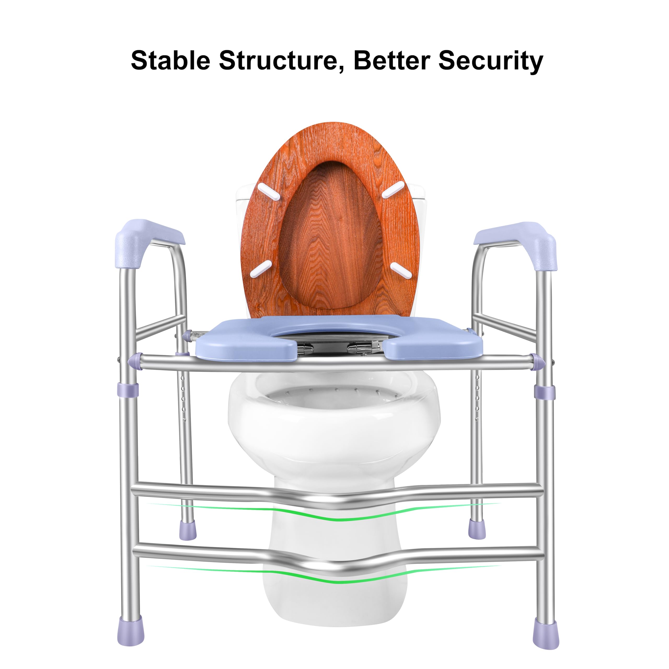 Deewow Raised Toilet Seat with Handles 400lbs, Elevated Toilet Seat Riser Bathroom Stand Alone Toilet Safety Frame for Elderly, Pregnant and Handicap, Adjustable Height, Fit Any Toilet