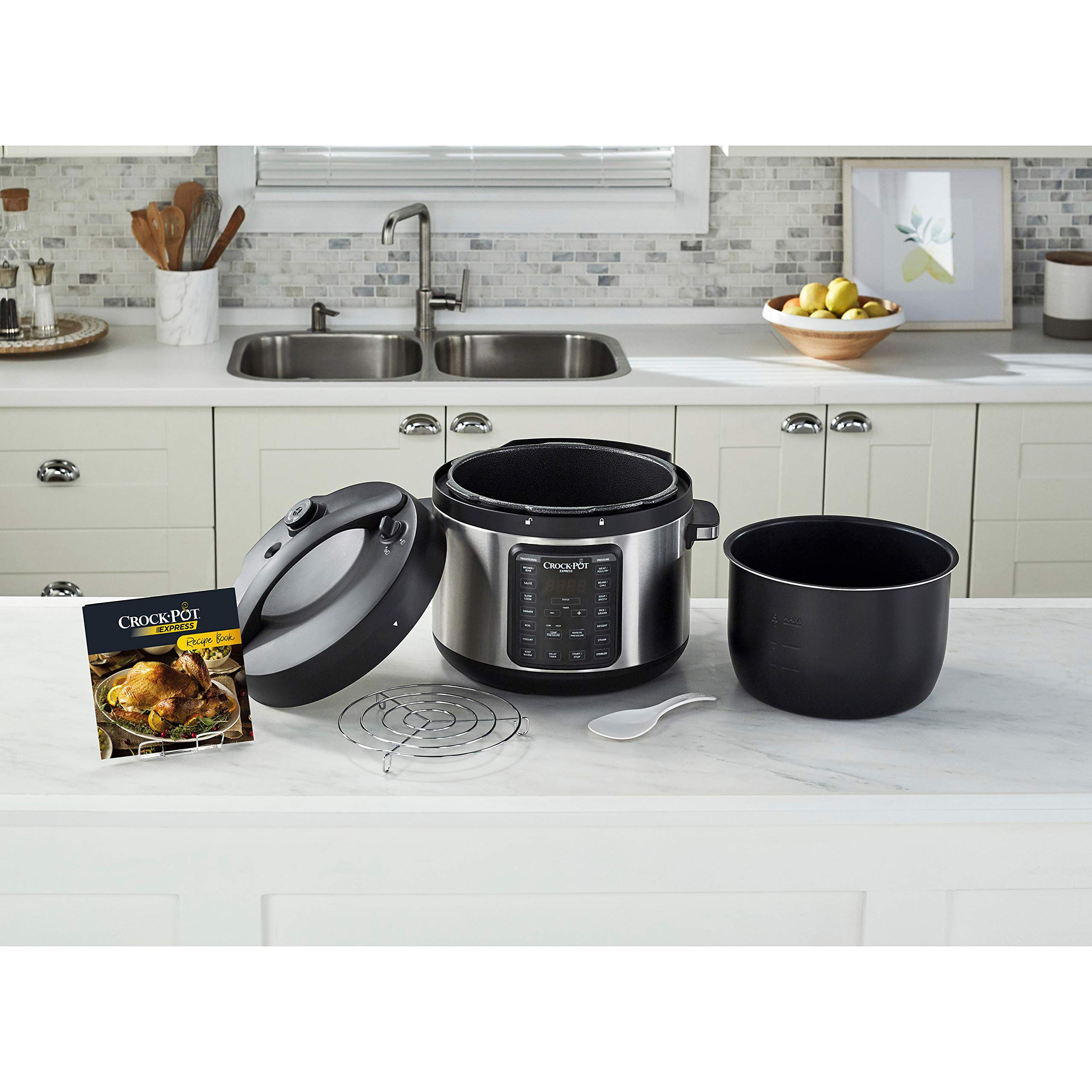 Crock-Pot Large 10 Quart Express Crock Multi-Cooker Programmable Pressure Cooker, Slow Cooker and Food Warmer, Stainless Steel (2097588)