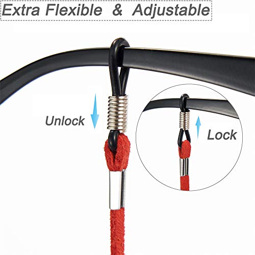 Ftojos 4 PCS Premium Eyeglass Straps - Sunglasses String Holder Strap - Leather Glasses Chain Lanyard for Men Women and Kids - Adjustable Eyewear Retainer Cord