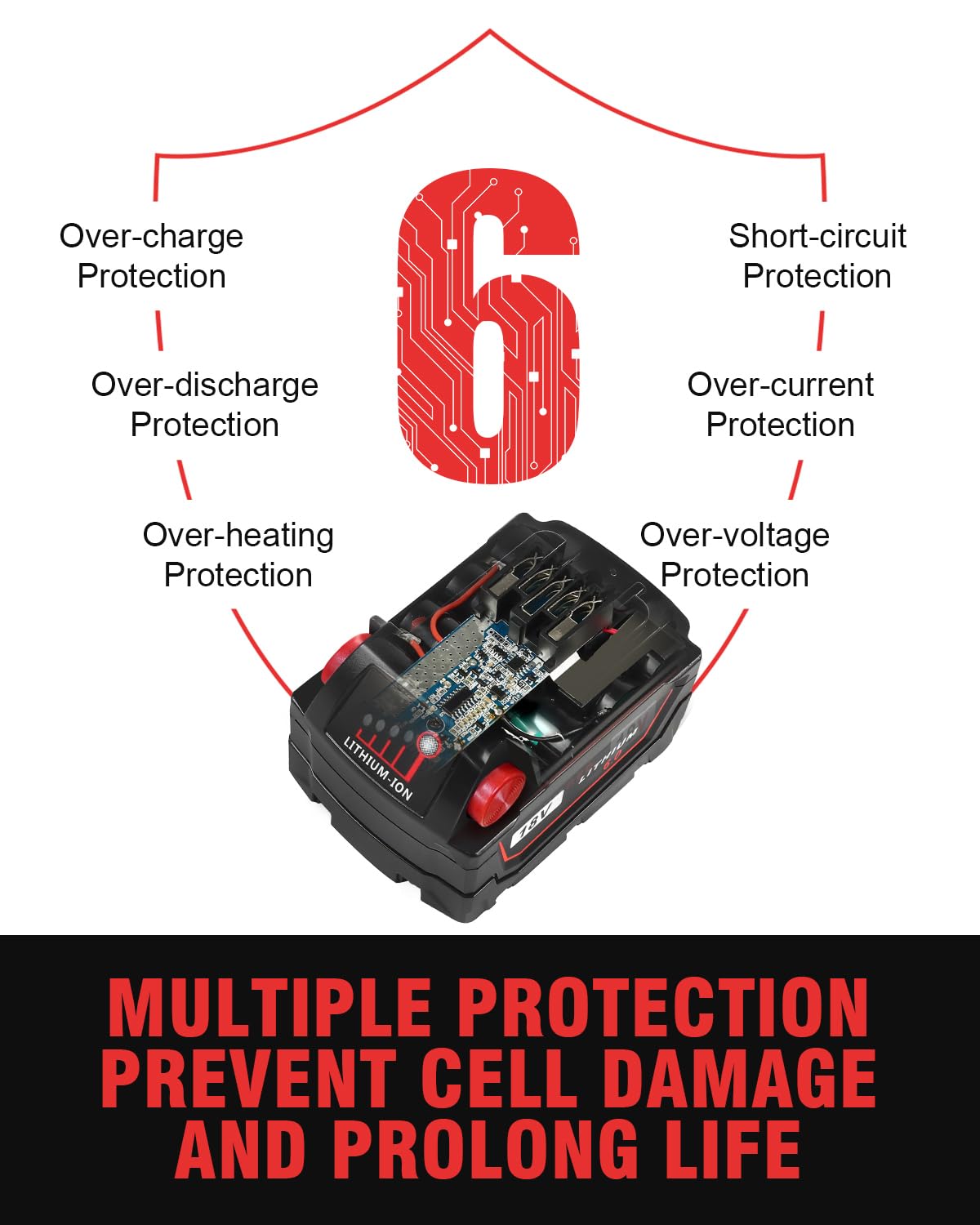 Bslite 4Packs Replacement for Milwaukee M18 Battery 6.0Ah 48-11-1862 Compaitble with Milwaukee 18V Battery Tools and Charger(Black)
