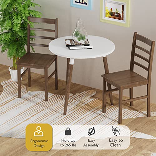 Giantex Dining Chairs Set of 4, Easy to Assemble, Farmhouse Style, Sturdy Wooden Traditional Kitchen Dining Room Chairs, Walnut