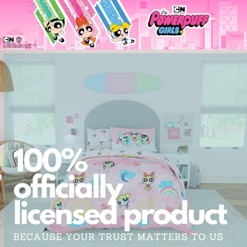 Franco Collectibles Powerpuff Girls Bedding 7 Piece Super Soft Comforter and Sheet Set with Sham, Queen, (100% Official Licensed Product)