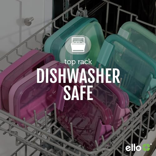 Ello 2-Pack Lunch Stack Plastic Food Storage Container Bento Box with Airtight, Leak-Proof Locking Plastic Lids and Silicone Base, BPA-Free, Freezer, Microwave, and Dishwasher Safe, Blueberry