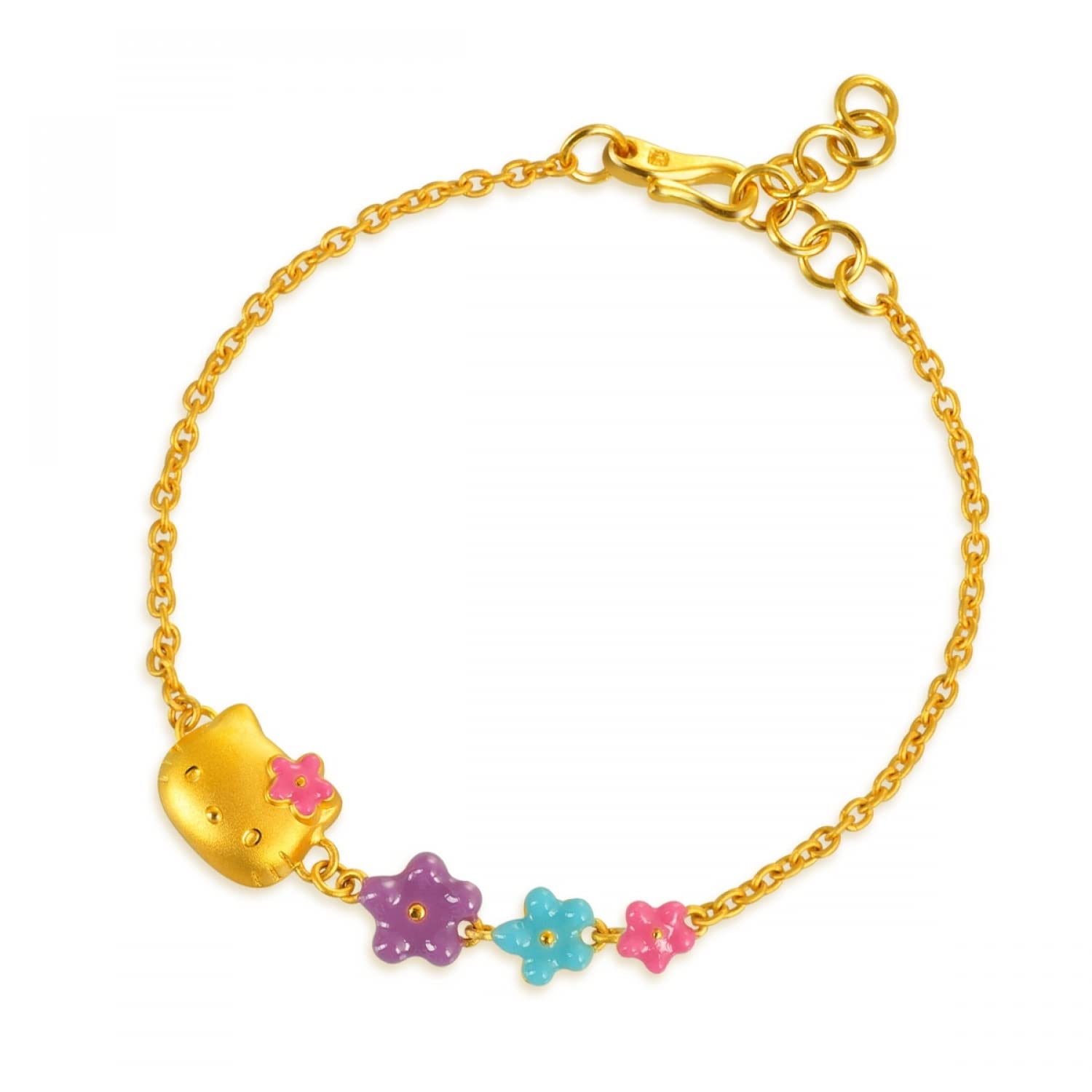 CHOW SANG SANG Sanrio 999.9 24K Solid Gold Enamel with Hello Kitty Bracelet for Women 75426B | 7.4", (19 CM)