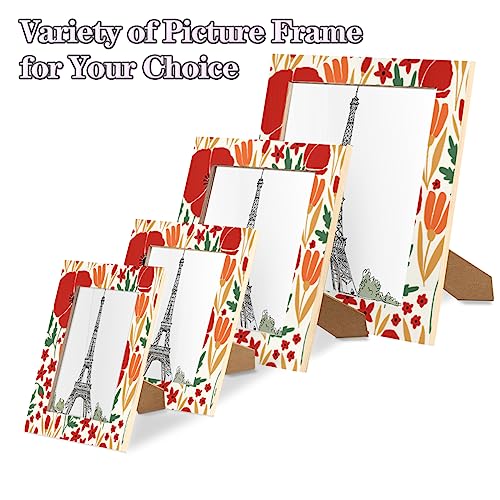 POFATO Artistic Painted Flowers Poppy 8x10 Picture Frame Wood Photo Frame for Tabletop Display Wall Mount Picture Frame Display 8 x 10 Inch Photo Wall Decor Home Gift Frames