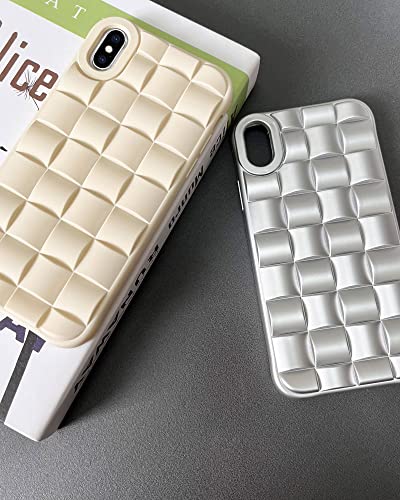 Ginkgonut Compatible with iPhone X/XS Case for Women/Girls, Cute 3D Laid Desgin Soft Silicone Shockproof Raised Bumper Corners Case for iPhone X/XS(Silver)