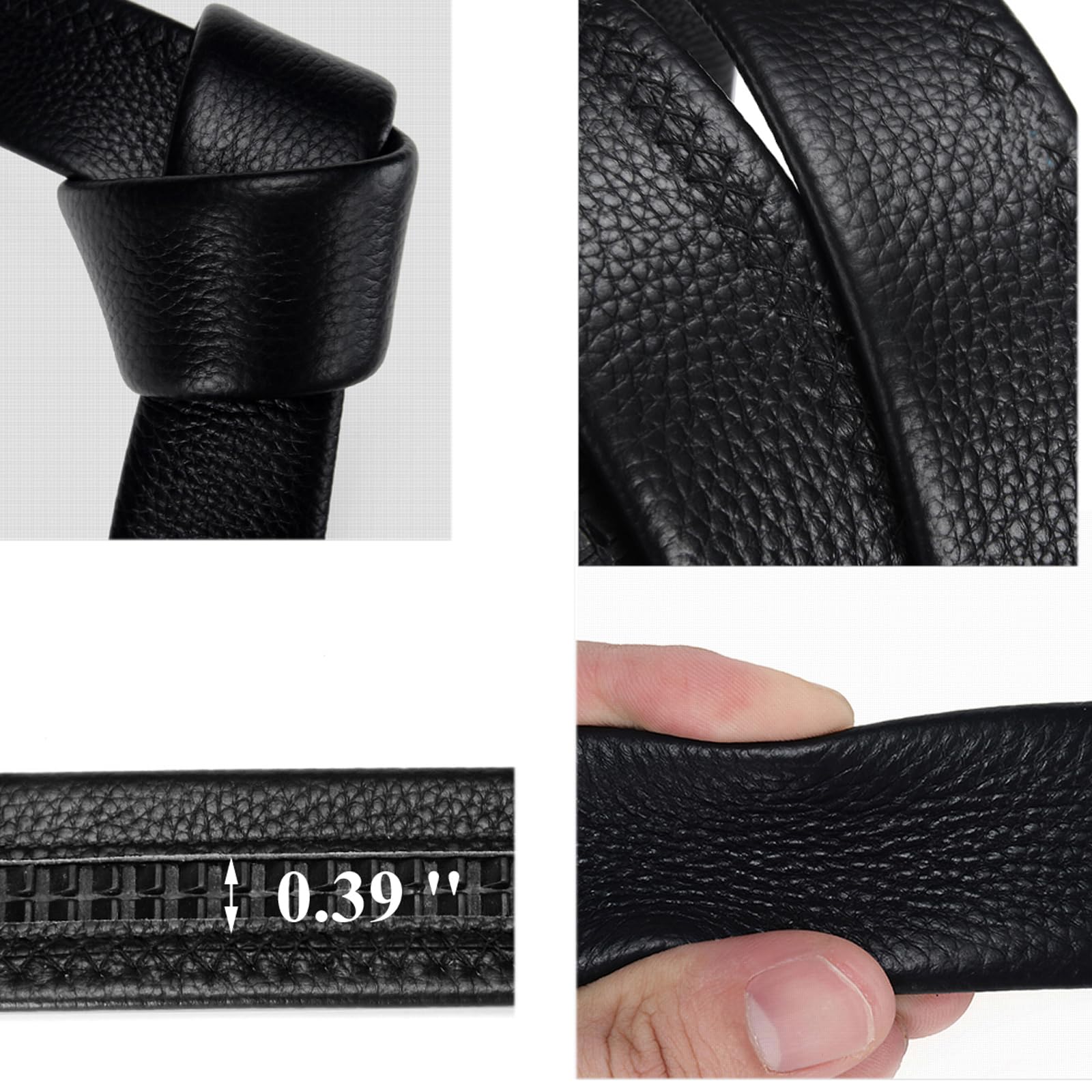 Bleiou 2 Pack Genuine Leather Belt 35''-43''Replacement Leather Belt No Holes Only 1 3/8" Width (Black & Brown)