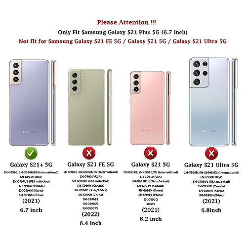 for Samsung Galaxy S21 Plus Case with Camera Lens Cover HD Screen Protector, Military-Grade Drop Tested Magnetic Ring Holder Kickstand Protective Phone Case for Samsung Galaxy S21+ Plus 5G (Navy Blue)