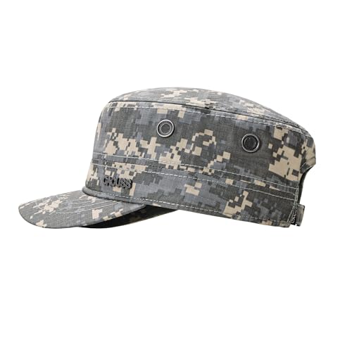 CACUSS Men's Cotton Army Cap Cadet Hat Trucker Dad Hat Military Flat Top Adjustable Classic Baseball Cap