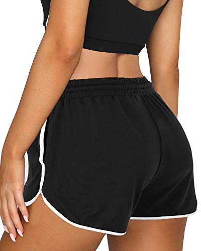 Black Shorts for Women Workout Shorts Casual Plain Lounge Shorts with Pockets L