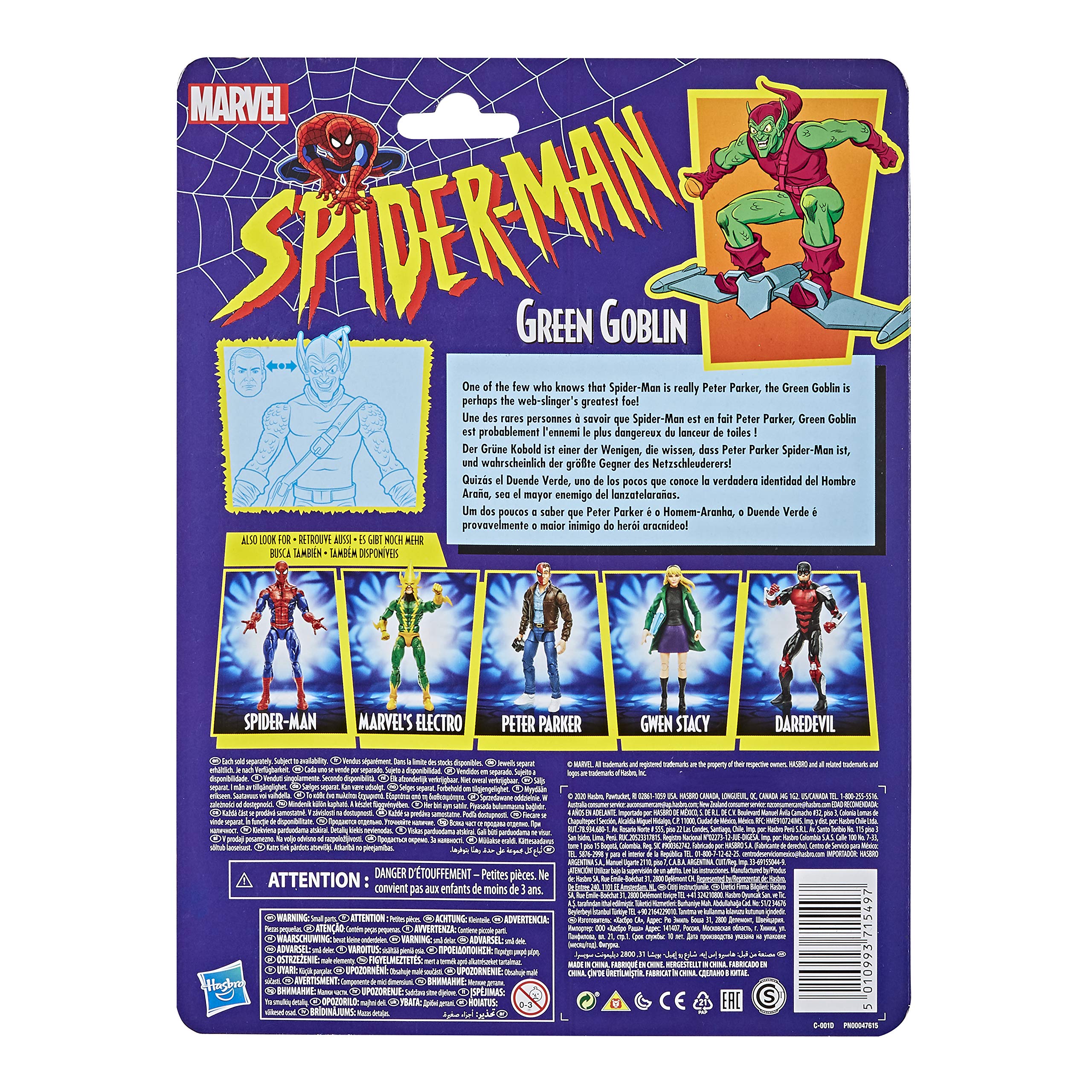 Spider-Man Hasbro Marvel Legends Series 6-inch Collectible Green Goblin Action Figure Toy Retro Collection