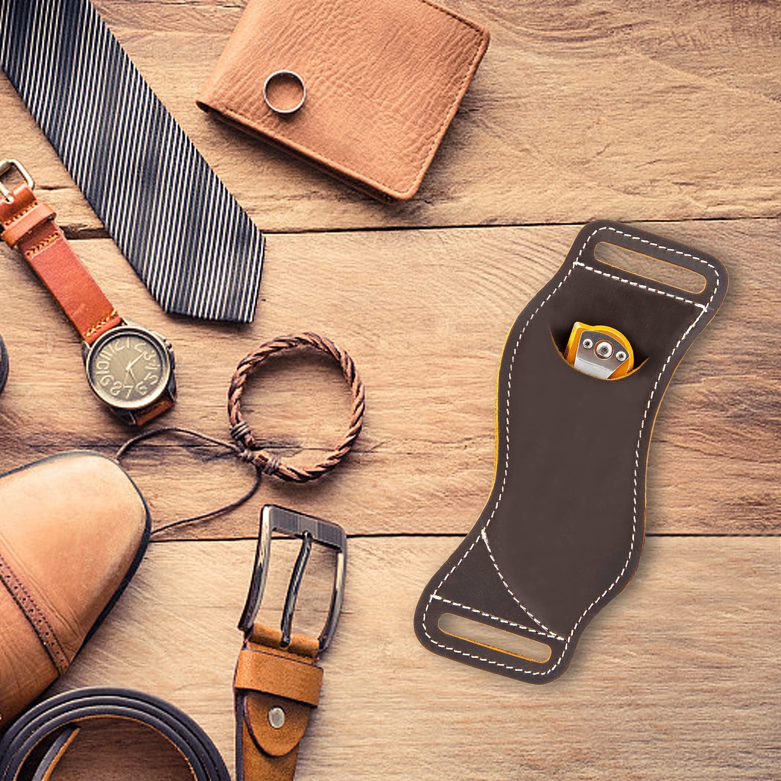 Knife Sheath,Leather Knife Sheath for Belt,Horizontal Carry Pocket Knife Holder,EDC Belt Organizer,Handmade Compact Draw Knife Holster,EDC Pocket Organizer,Sheath for Folding Knife,Gifts for Men