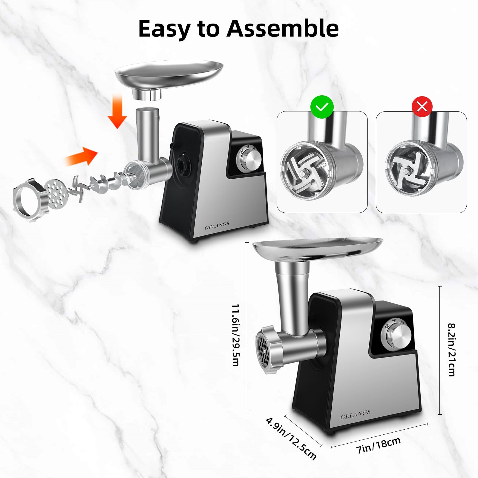 Electric Meat Grinder,350W(2800W Max) Sausage Stuffer Maker with Sausage Stuffer Tubes & Kubbe Kit,Food Grinder with Blade & 3 Plates For Home Kitchen Use