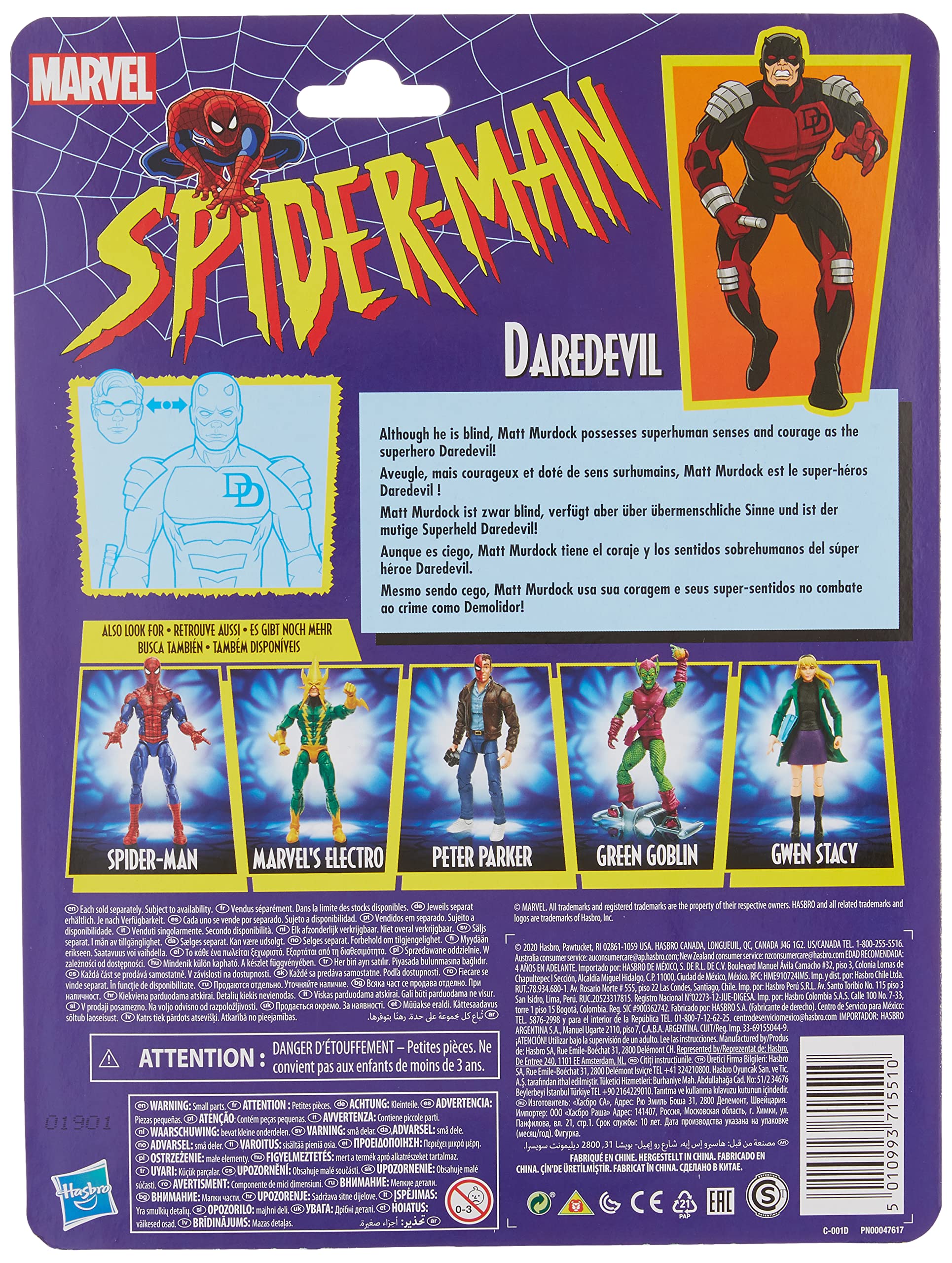Spider-Man Hasbro Marvel Legends Series 6-inch Collectible Daredevil Action Figure Toy Retro Collection