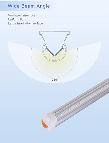 PARNOARCK Led Shop Light, Led Garage Light,2FT 20W T8 6000K Daylight 2600LM Linkable Clear Cover Integrated V-Shape,for Shop Warehouse Workbench Home Under Cabinet