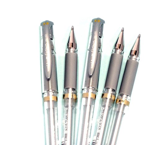 Uni-Ball Signo Broad Point Gel Impact Pen Silver Ink, 1.0mm, 5 pens per Pack (Japan import)