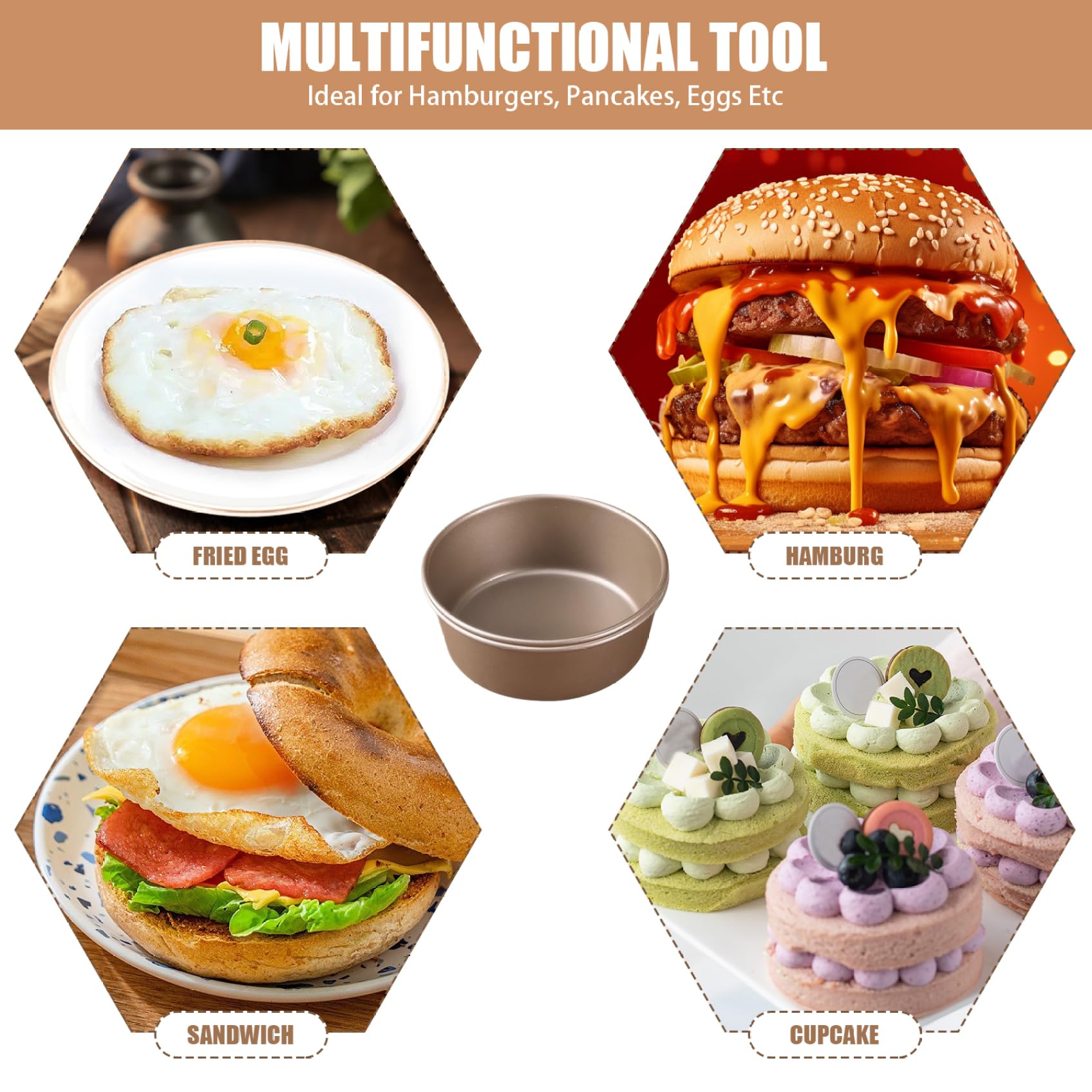 Ramekins for Air Fryer 2PCS 4'' Air Fryer Egg Moulds Non Stick Air Fryer Egg Poacher Mini Cake Tin for Baking Muffin,Sandwiches,Breakfast Kitchen Cooking Tool