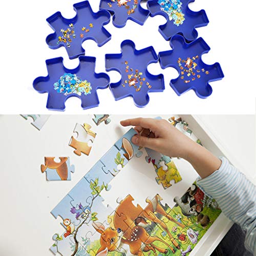 BTSKY Stackable Sorting Trays with Lid, 6 Trays Jigsaw Puzzle Sorters Puzzle Storage Box for Puzzles Up to 1500 Pieces Puzzle Gift for Puzzlers Blue