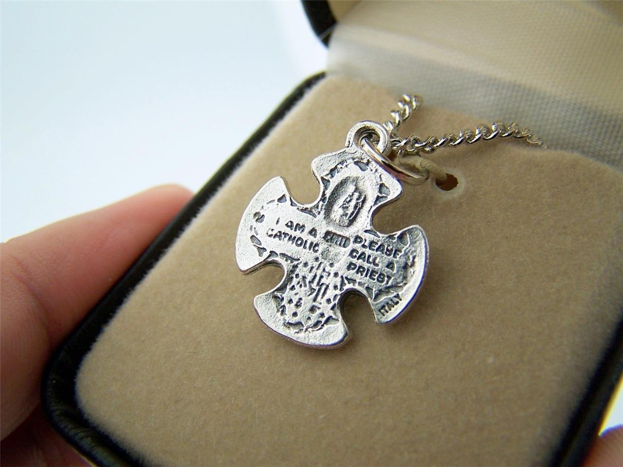 CB Silver Toned Base Four Way Dove Center Scapular Maltese Cross Medal, 3/4 Inch