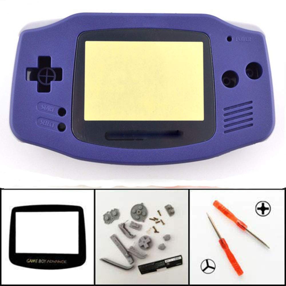 Replacement Full Housing Shell Case Cover Button Set for Nintendo Gameboy Advance GBA Controller (Purple)