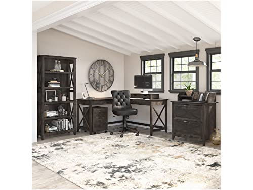 Bush Furniture Key West Universal Desktop Organizer with Shelves, 27W, Dark Gray Hickory