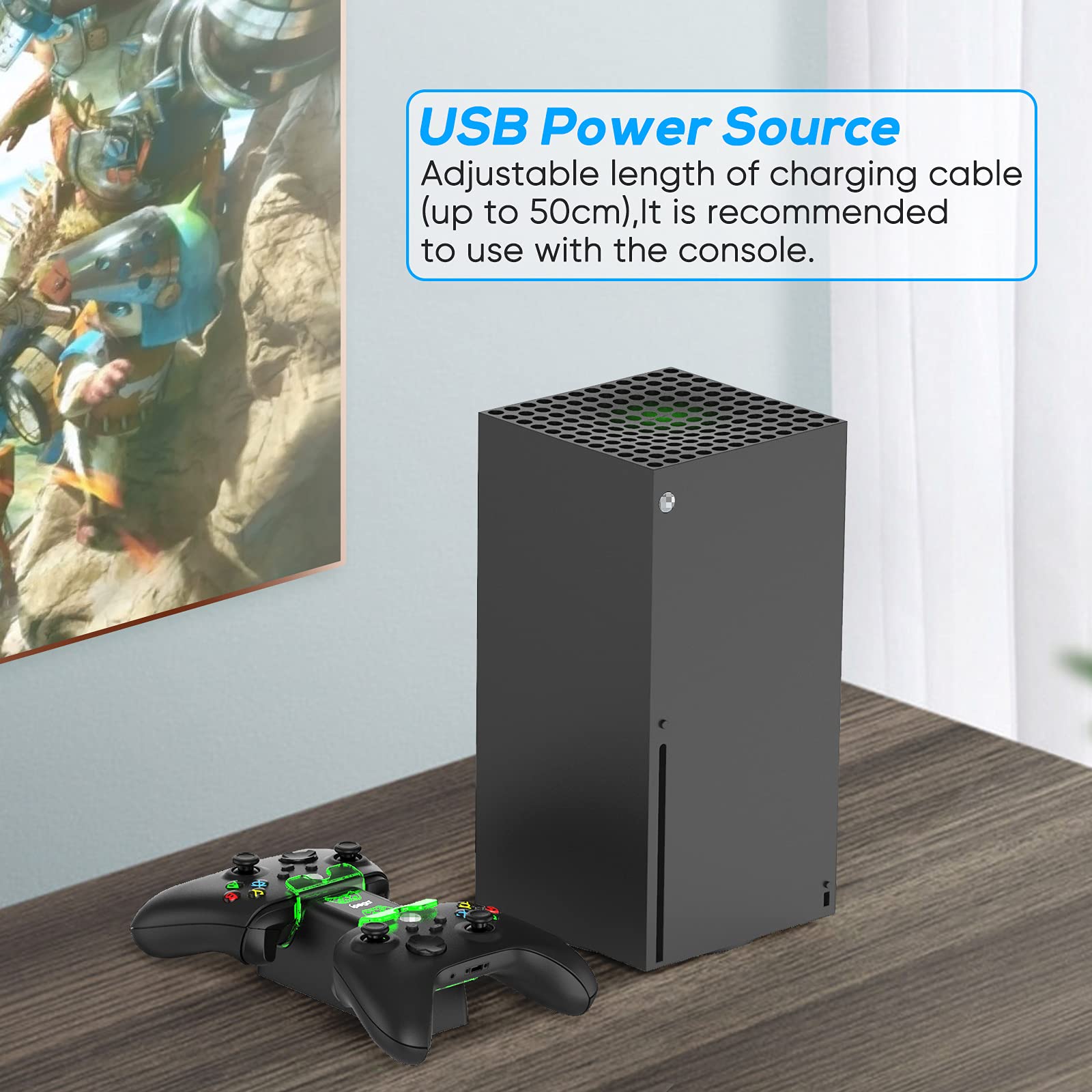 Charging Station for Xbox Series X|S Controller with 2 Packs 1400mAh Rechargeable Battery, Dual Conroller Charger Docking Station with Batteries and Battery Covers for Xbox Series X|S Controllers