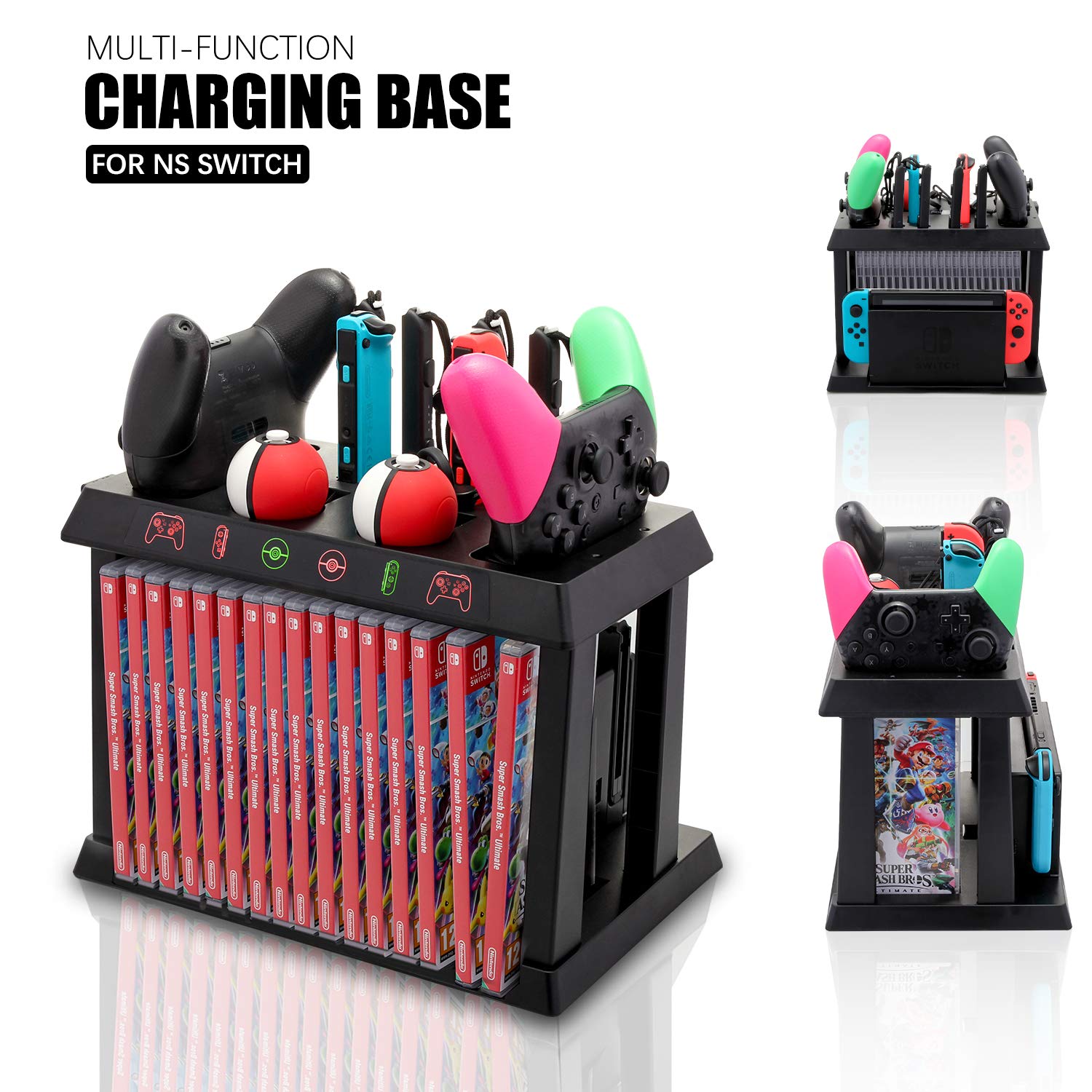 Charger Dock for Switch, Charger for Switch Controllers, Ball Plus Controllers, Storage Stand for Switch Game Cases