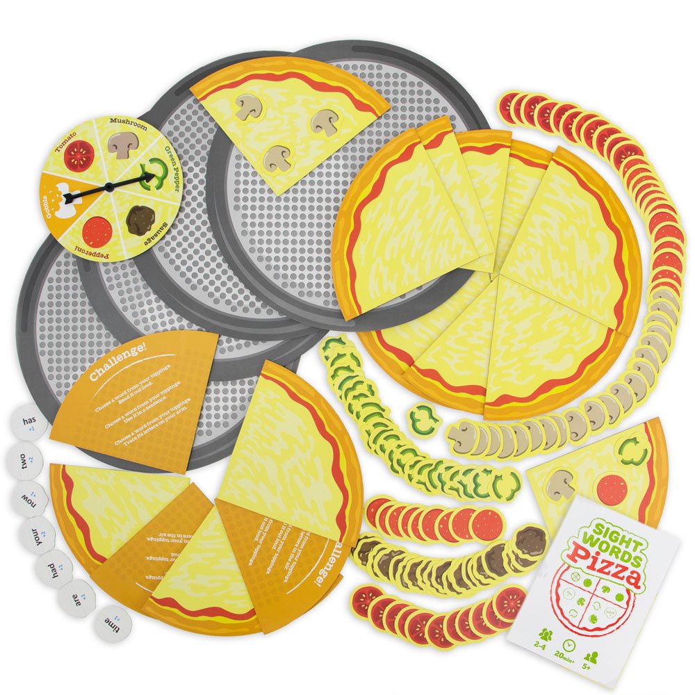 Pint-Size Scholars Sight Words Pizza Board Game | 120 Vocabulary Words for Reading & Spelling Readiness (Dolch & Fry) | Educational Learning Board Games for Kids | Teaching Tool for Parents & Teachers
