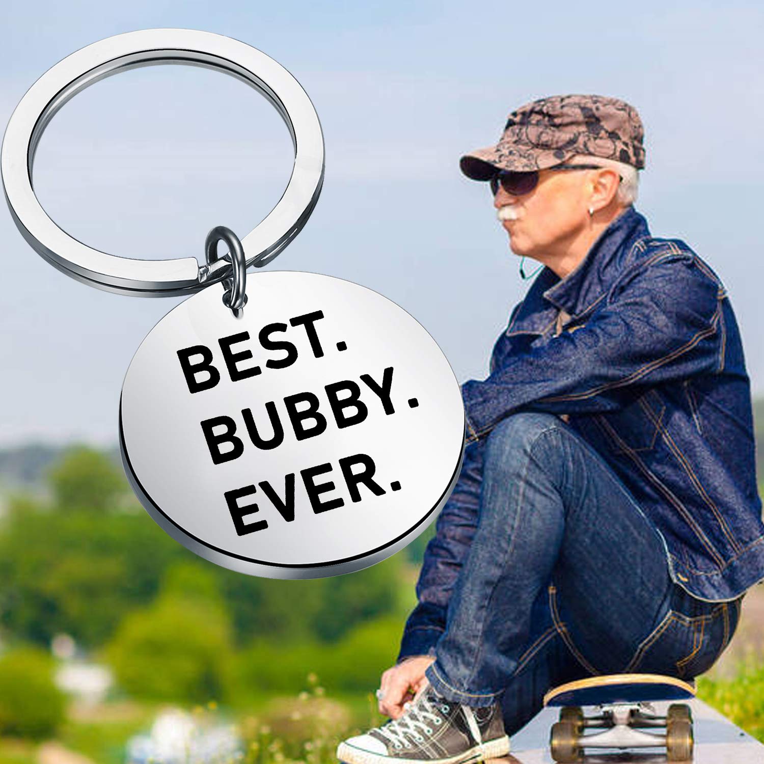 CENWA Best Bubby Ever Keychain for Grandpa Birthday Father's Day or Christmas Gifts for Grandfather (Best Bubby Ever Keychain)