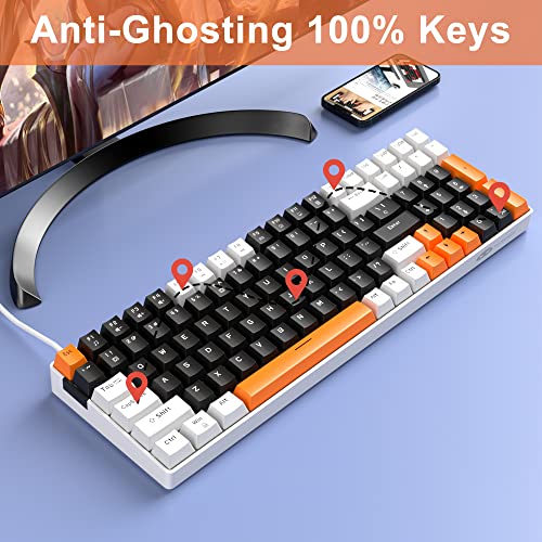 Camiysn 60 Percent Gaming Mechanical Keyboard,Compact 68 Keys Anti-ghosting with Blue Switch with Detachable Type-C Keyboard for PC Gamer Windows Laptop Mac/Xbox(Blue Switch, Black & Gray)