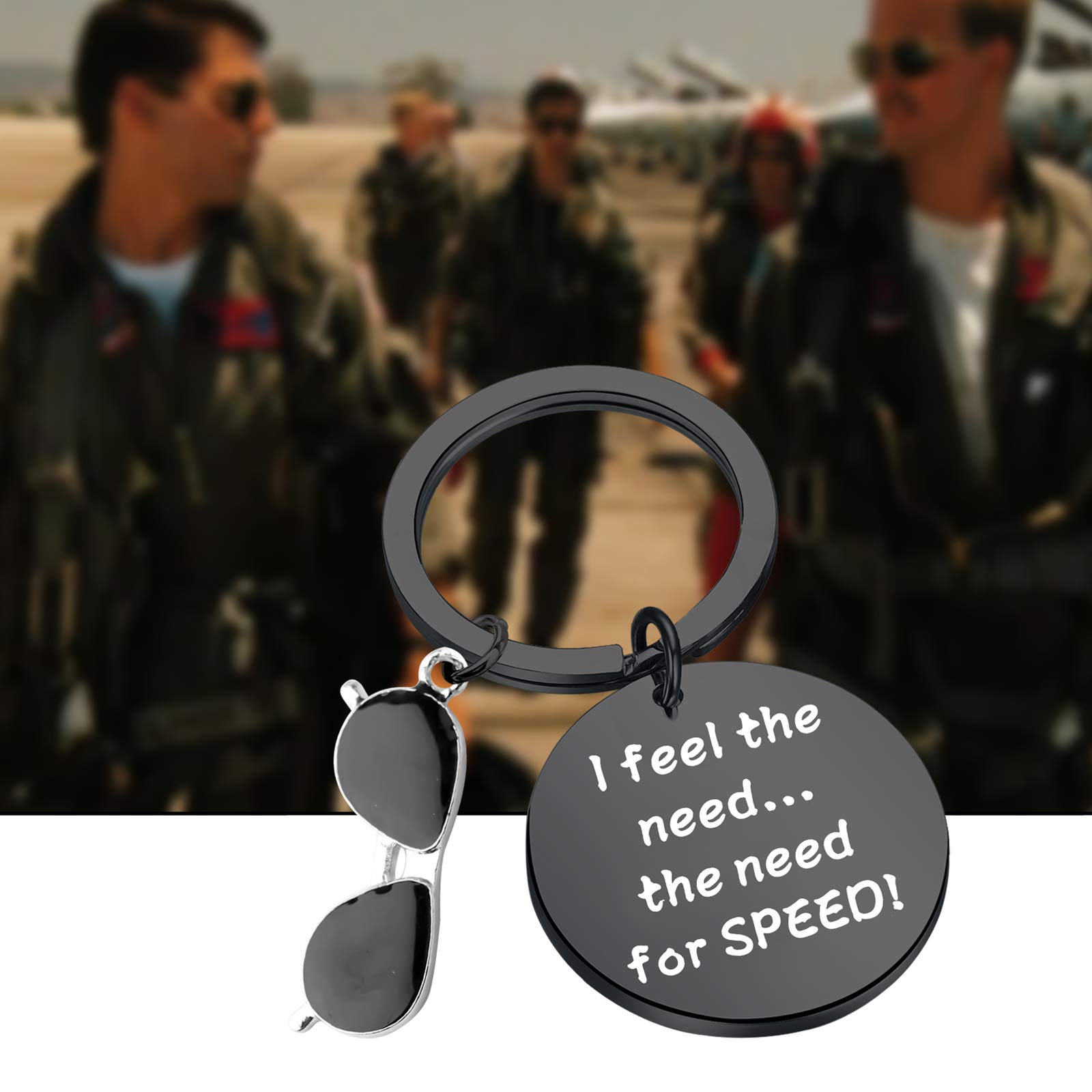 CENWA I Feel The Need The Need for Speed Aviator Glasses Charm Keychain Movie Gift for Fans(I Feel The black-K)