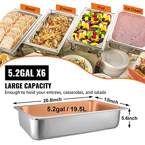 WWDOLL Hotel Pan 6“ Deep Steam Table Pan Full Size 21 Quart Pack of 6 Stainless Steel Steam Table Pan