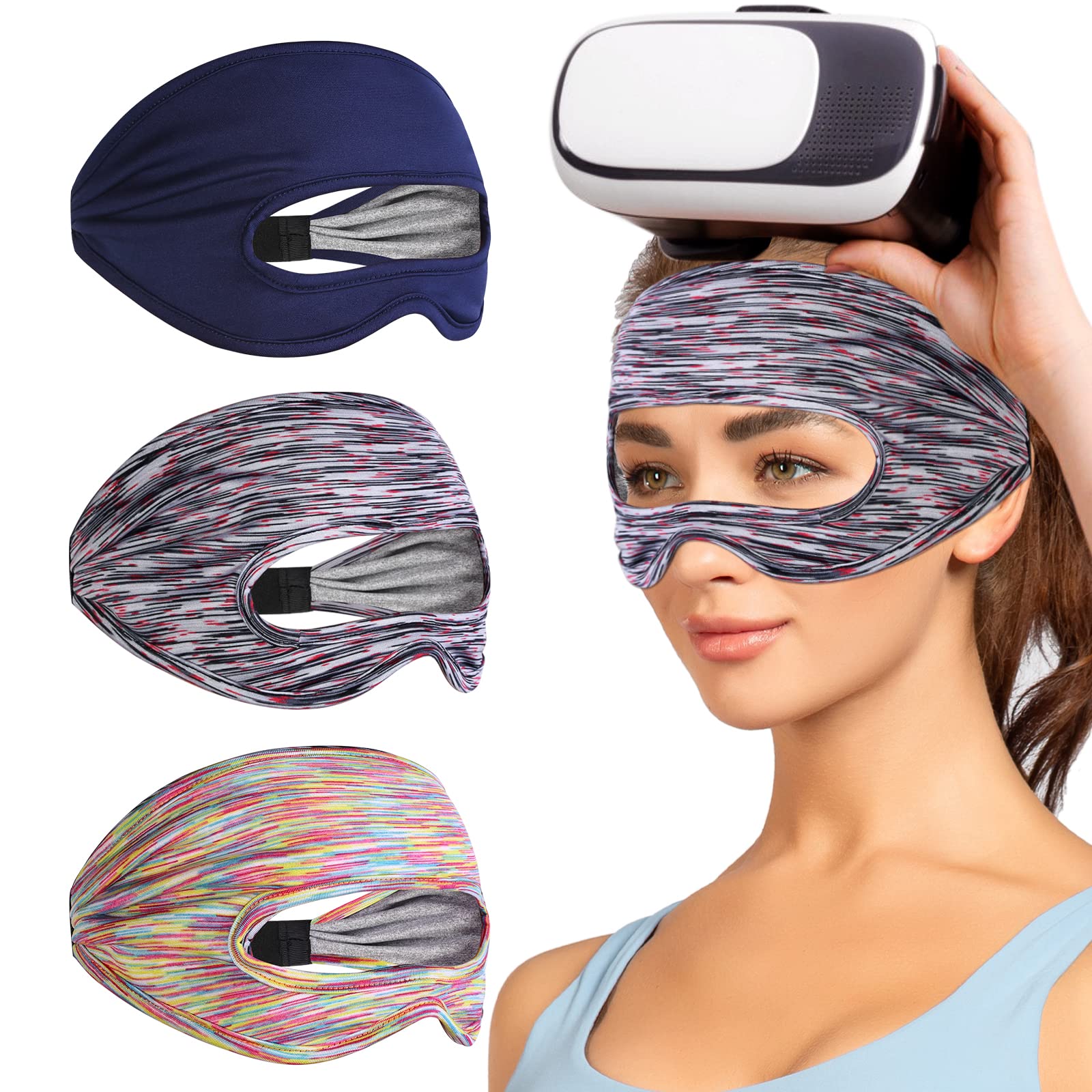 Charlux VR Sweat Band for Oculus Quest 2 Face Mask Eye Masks Face Cover for VR Workouts Supernatural VR Sweat Guard for Women Men(3pcs)