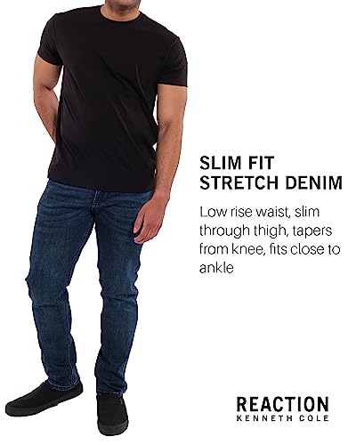 Kenneth Cole REACTION Mens Jeans Slim Fit - 2-Way Stretch Denim Jeans for Men Slim Fit - Mens Blue Jeans 5-Pocket (Jay, 40x30)
