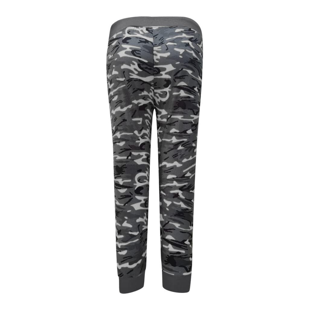 Camo Capri Yoga Pant Adult Teens All Over Printed Capri Legging for Womens Drawstring Workout Sweatpants Pants