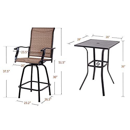 Outdoor Bar Stool Bistro Set, 3-Piece Patio Furniture Set, Patio Bistro Table and Bar Chairs