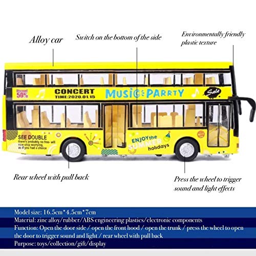 Children's Alloy Double-Decker Bus Toy Bus Model, Boy Toy Bus Simulation Alloy Door Openable Sound and Light Car Model (Size : Alloy Bus)