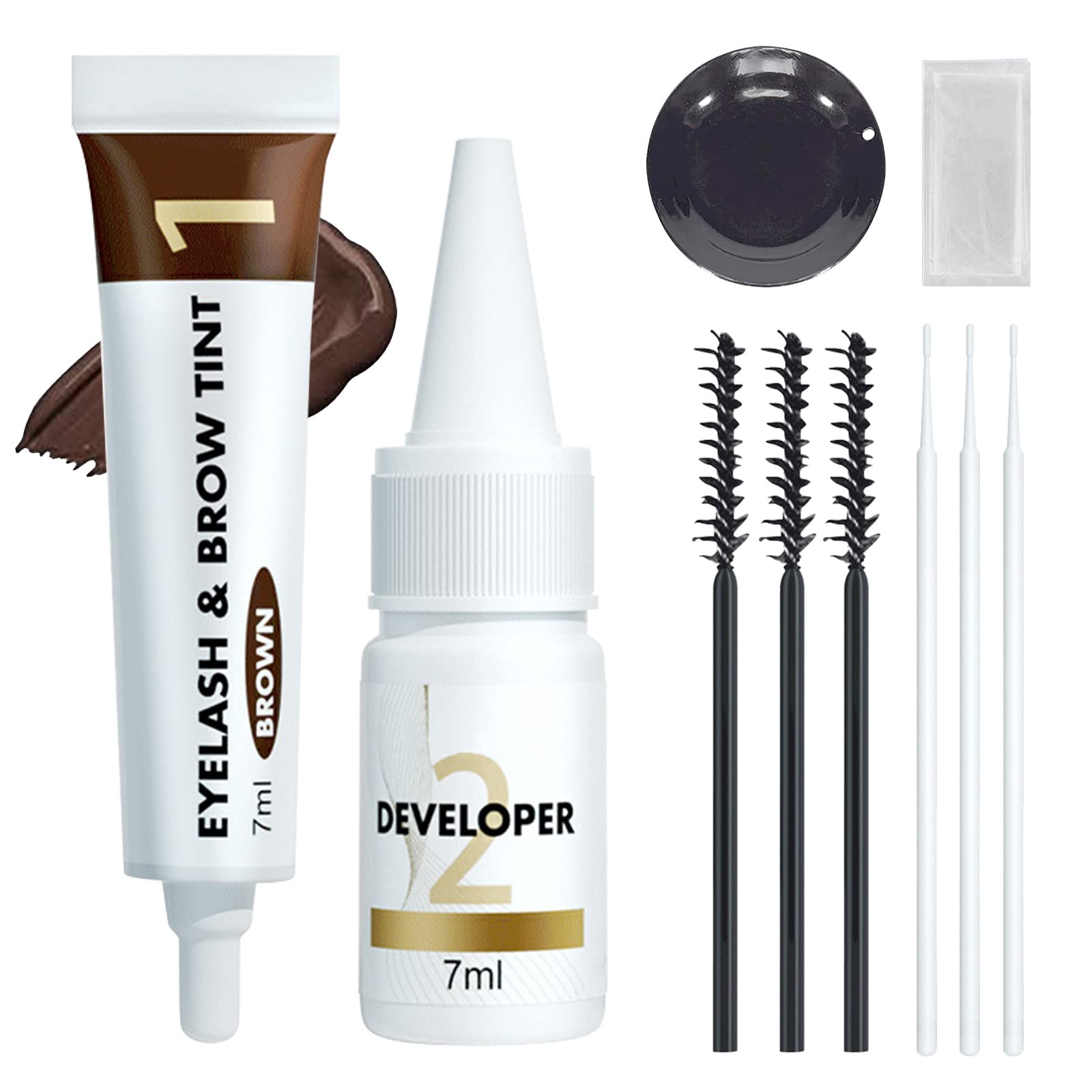 Eyebrow & Eyelash Color Kit, Eyebrow Ti-ηt & Eyelash Ti-ηt, Suitable for Salon & Home Use (Dark Brown)