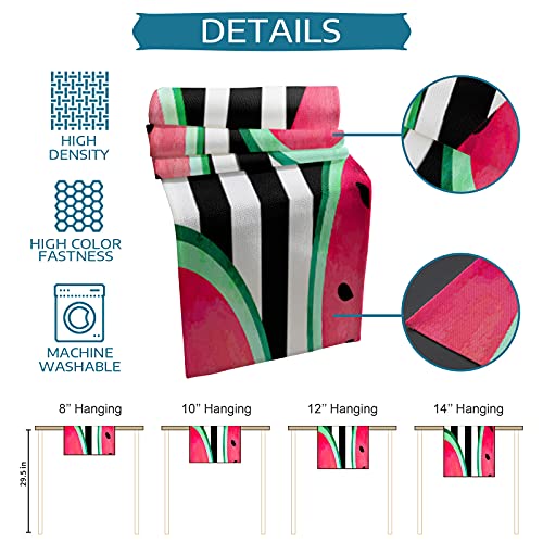 Table Runners Cotton Linens Burlap Dresser Scarves Table Decor for Kitchen Dining Room Coffee Table Tropical Fruit Watermelon Pink Summer Stripe Black and White Background 13"x70"