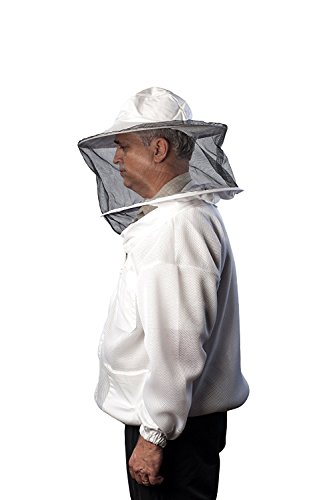 FOREST BEEKEEPING SUPPLY Ventilated Ultra-Light Bee Jacket - Clear View Vented Round Veil with YKK Brass Zippers & Thick for Maximum Protection for Professional & Beginner Beekeepers (X-Large)