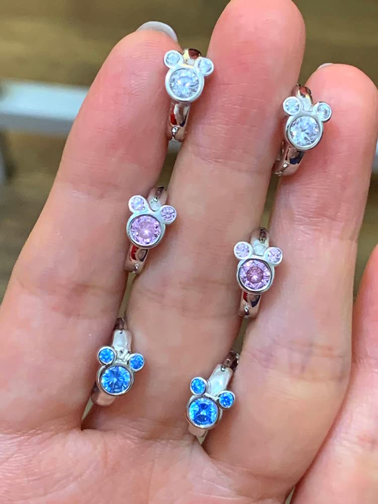 Cubic Zirconia Small Hoop Earrings 925 Sterling Silver Plated Hypoallergenic CZ Mouse Cute Cartilage Huggie Hoops for Women Girls 16G Piercing Ear Stud (Clear)