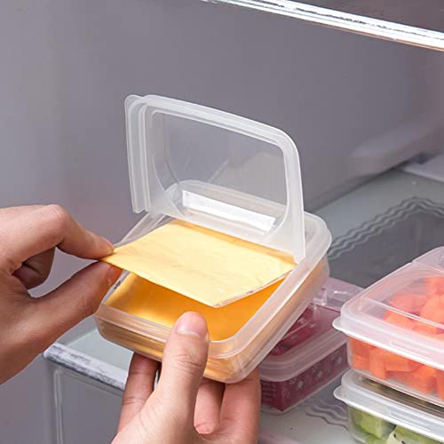 Gigicloud 2pcs Food Storage Cheese Box, Flip-Top Butter Block Cheese Slice Storage Box Portable Refrigerator Fruit Vegetable Fresh-Keeping Organizer Containers With Lid