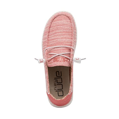 Hey Dude Women's Wendy Stretch Coral Pearl Size 6 | Women’s Shoes | Women’s Lace Up Loafers | Comfortable & Light-Weight