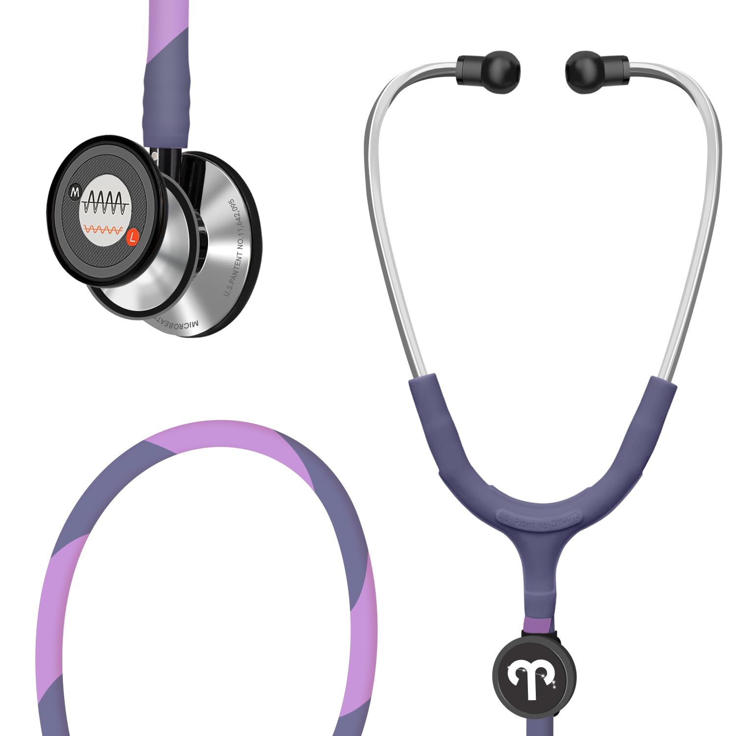 FriCARE Purple Stethoscope - Stethoscopes Graduation Gift for Nursing Students - Dual-sided Fashion Accessory Estetoscopio, MicroBeats Harmony with 12 Constellation Tags, Match with Uniform, 31.5 inch